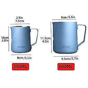 Gravy Boat 304 Stainless Steel Pointed Mouth Milk Foam cup Coffee can Personalized Butter can Pitcher Coffee Utensils Suitable for Latte Cappuccino Cocoa Sauce Jug (Color : 2 blue)