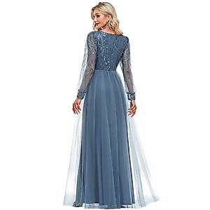 Ever-Pretty Women's Sparkle A-line Maxi Prom Gown Wedding Guest Dress Dark Blue US20