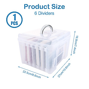 CYEAH Greeting Card Storage & Organizer Box with 6 Adjustable Dividers, Art Supply Storage Organizer for Holiday Birthday Get Well Cards Photos, Crafts, Scrapbooking, Paper, Stickers