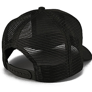 Armycrew XXL Oversize High Crown Adjustable Plain Mesh Back Trucker Baseball Cap - Black