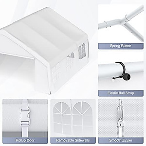 Morngardo Canopy Tent for Parties Heavy Duty 20'x20' Car Tent Metal Carport Portable Garage with Removable Sidewalls, White