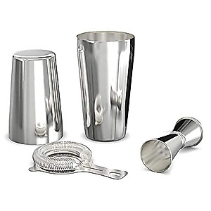 n/a Cocktail Shaker Set Professional Shaker Cocktail Strainer and Jigger Set 4 Piece Stainless Steel Bar Supplies