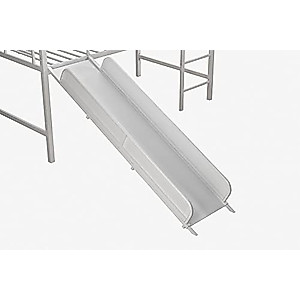 DHP Junior Twin Metal Loft Bed with Slide, Multifunctional Design, White with White Slide