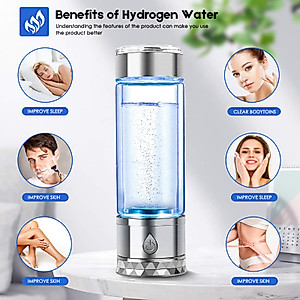 N.P Hydrogen Water Bottle Generator with Dual Chamber,PEM and SPE Technology,Up to 1700PPB,Portable Hydrogen Water Maker,Hydrogen Water Machine,New Technology Glass