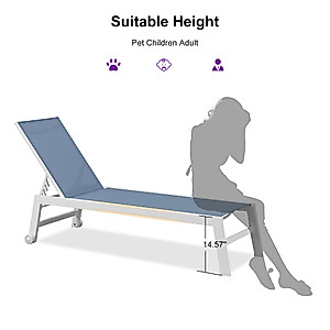 PURPLE LEAF Lounge Chair Outdoor Set of 4 White Aluminum Lounge Chairs with Wheels and Table Outdoor Chaise Lounge for Patio Pool Yard, Indigo