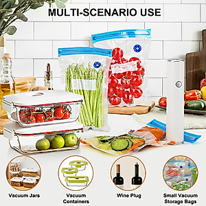 ESLKNOE Handheld Vacuum Sealer, Portable Cordless Vacuum Sealer Machine for Food Preservation Fresh & Save Vacuum Wine Sealer with 5pcs Reusable Zipper Vacuum Bags (1 Pump+5 Bags)