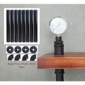 DOFURNILIM Industrial Rustic Wall Wood Pipe Ladder Floating Shelves - DIY Modern Storage Shelving Bookshelf for Bathroom Kitchen Office Home – Steampunk Bookcase (Floating Ladder shelves-51.18“W)