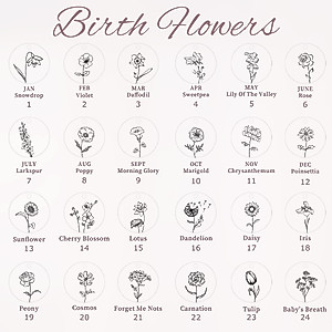 Anavia Birth Month Flower Necklace Birthday Gifts, Personalized Engraved Floral Coin Necklace, Customized Love Jewelry Necklace for Her Mom Sister Girlfriend Lily Poppy Sunflower (Silver)