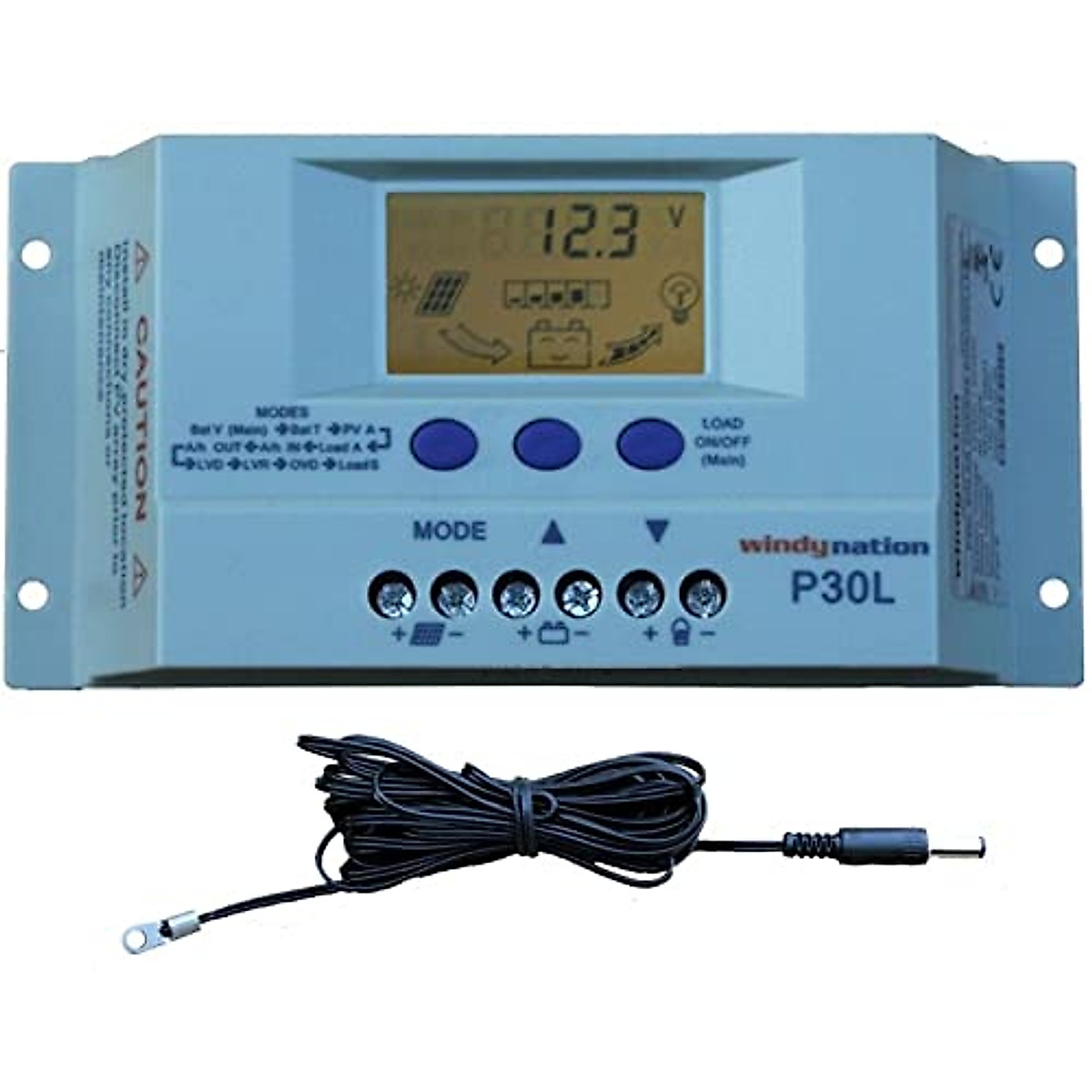 WindyNation 100 Watt Monocrystalline Solar Panel Off-Grid Kit with P30L LCD PWM Charge Controller + Solar Cable + Mounting Brackets for RV, Boat, Off-Grid