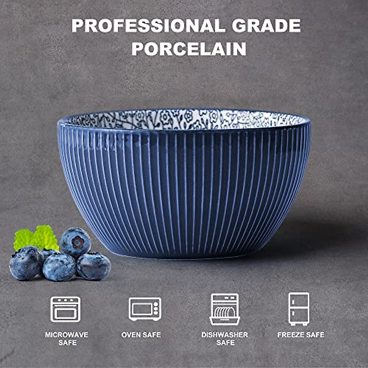 SULIVES Cereal Bowls Set of 4, 6 Inch Ceramic Bowls for Kitchen, Colorful Cute Serving Bowls Set for Soup Salad Pasta Ramen Fruit - 26 OZ