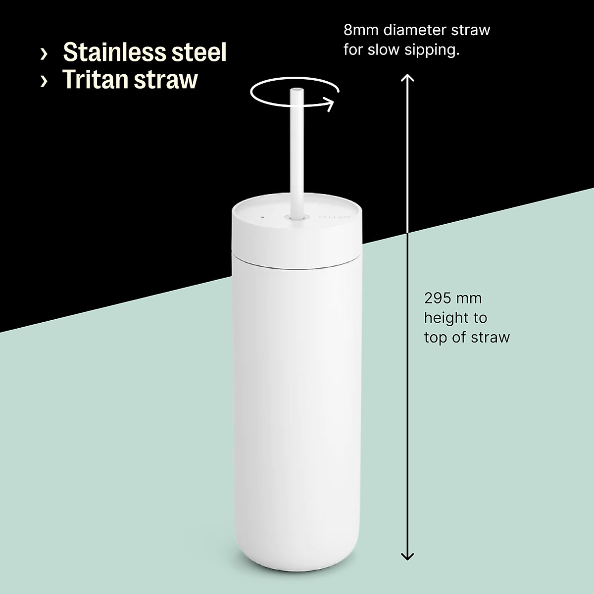 Fellow 20 oz Carter Cold Water Bottle for Water, Iced Tea, Coffee, Smoothies, Iced Coffee & more - Stainless Steel Vacuum-Insulated Iced Coffee tumbler with Spill Resistant lid and straw - Sand Dune