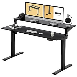 FLEXISPOT 55 inch Computer Desk Home Office Desk Workstation with Storage Bag, Modern Study Writing Table, Grey Desktop