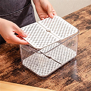 SANNO Vegetable Fruit Storage Containers, Refrigerator Storage Containers Fresh Produce Saver with Lids and Vents,Stackable Salad Lettuce Keeper for Refrigerator,BPA-free Stay Fresh Containers Bin