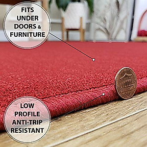 Indoor Doormat Rubber Backed, Solid Red, Non Slip, Kitchen Rugs and Mats
