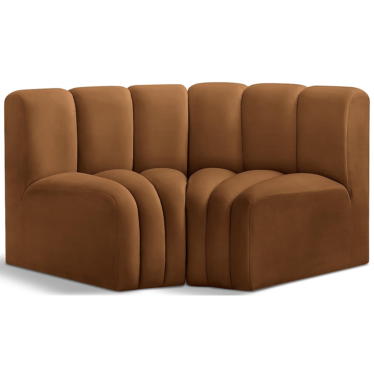 Meridian Furniture 103Saddle-S2B Arc Collection Modern | Contemporary Modular Sofa with Soft Saddle Velvet, Deep Channel Tufting, Modular Design, 60 W x 33 D x 30 H, Saddle