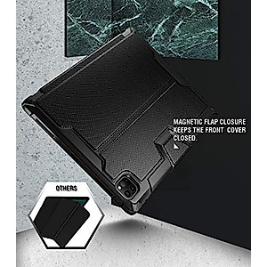 Poetic Explorer Series Designed for iPad Pro 12.9 2020 & 2018 Case, Full Body Triple Layers Tough 360 Degree Stand Folio Cover case with Built-in Screen Protector and Pencil Holder, Black