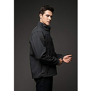 TSLA Men's Full-Zip Softshell Winter Jacket, Waterproof Fleece Lined Athletic Jacket, Outdoor Sport Windproof Jackets, Active Dark Grey, Medium