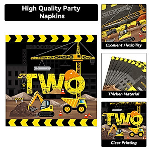 100 Pcs Construction Party Plates and Napkins Set Construction Truck Birthday Party Decorations Supplies Tableware Construction Themed Party Favors for Boys Birthday Party Decorations Serves 25