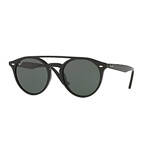 Ray-Ban Rb4279f Asian Fit Round Sunglasses, Black/Green, 51 mm