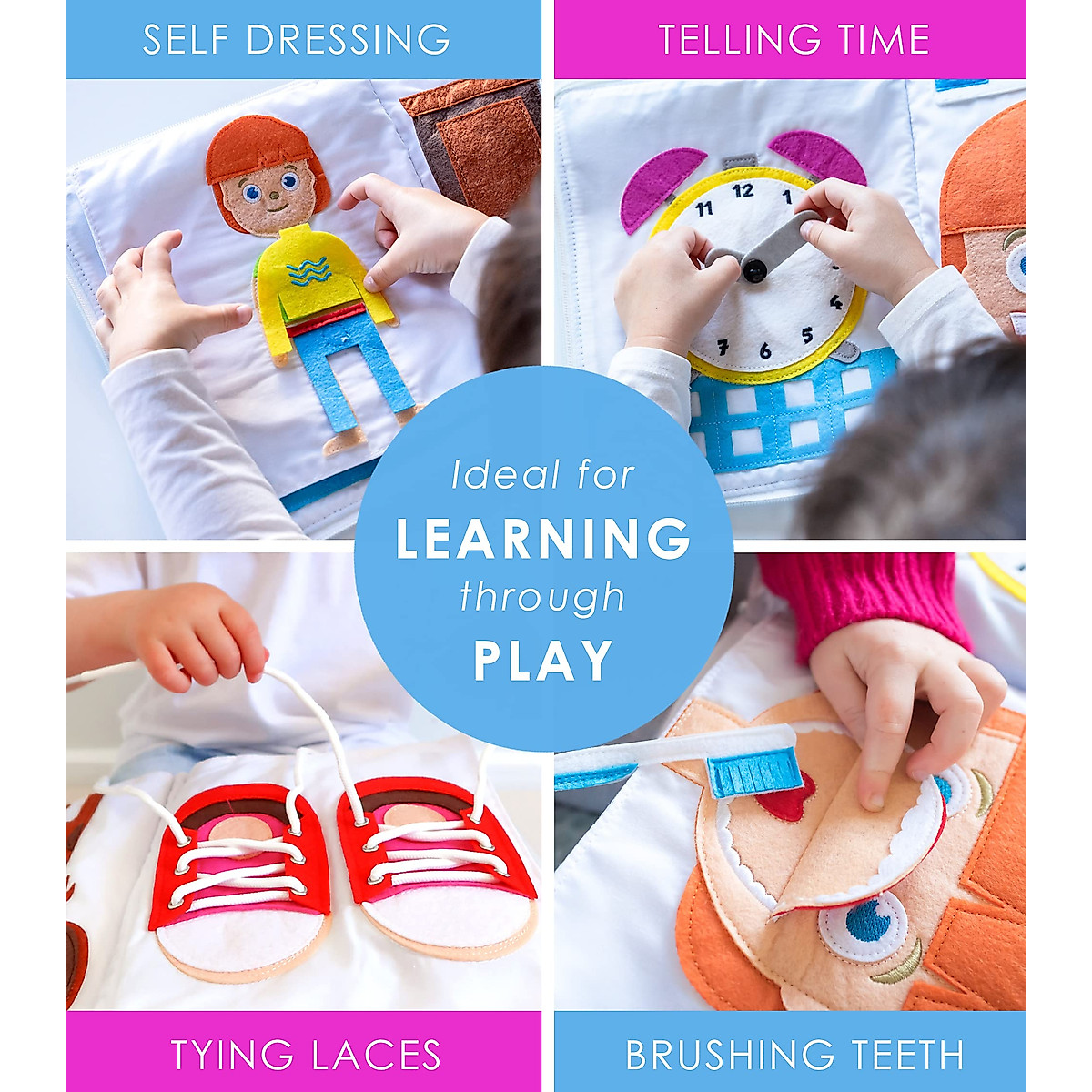 Curious Columbus Quiet Book for Toddlers – Large Fabric Activity Book, Montessori Learning Toy, 10 Engaging Pages for Quiet Play, Perfect for at Home Learning, Airplane Activities and Road Trips