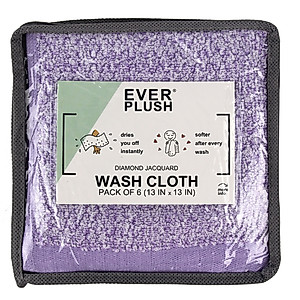 Everplush Diamond Jacquard Washcloth 6 Piece in Lavender