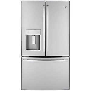 GE GYE22GYNFS 36" French Door Counter Depth Refrigerator with 22.1 cu. ft. Total Capacity Space Saving Ice Maker Showcase LED Lighting in Stainless Steel