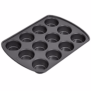 Wilton Recipe Right Non-Stick Mini Loaf Pan, 4-Cavity, Steel & Perfect Results Premium Non-Stick Bakeware Muffin Pan & Cupcake Pan, 12-Cup, Steel