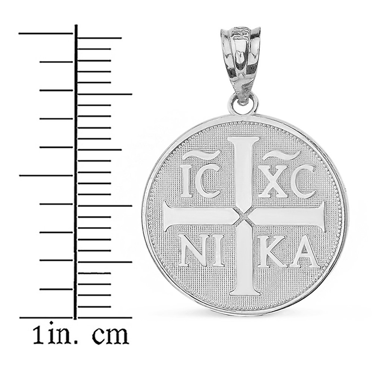 Religious Jewelry Sterling Silver Christogram Symbol IC XC NIKA Jesus Christ Conquers Medallion Pendant