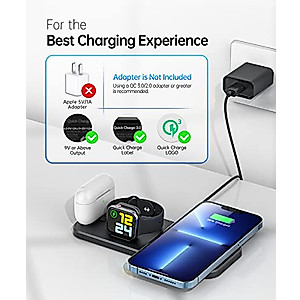 XICPU Portable and Foldable 3 in 1 Wireless Charging Station, Fast Wireless Charger Stand for Apple Watch iPhone AirPods Black