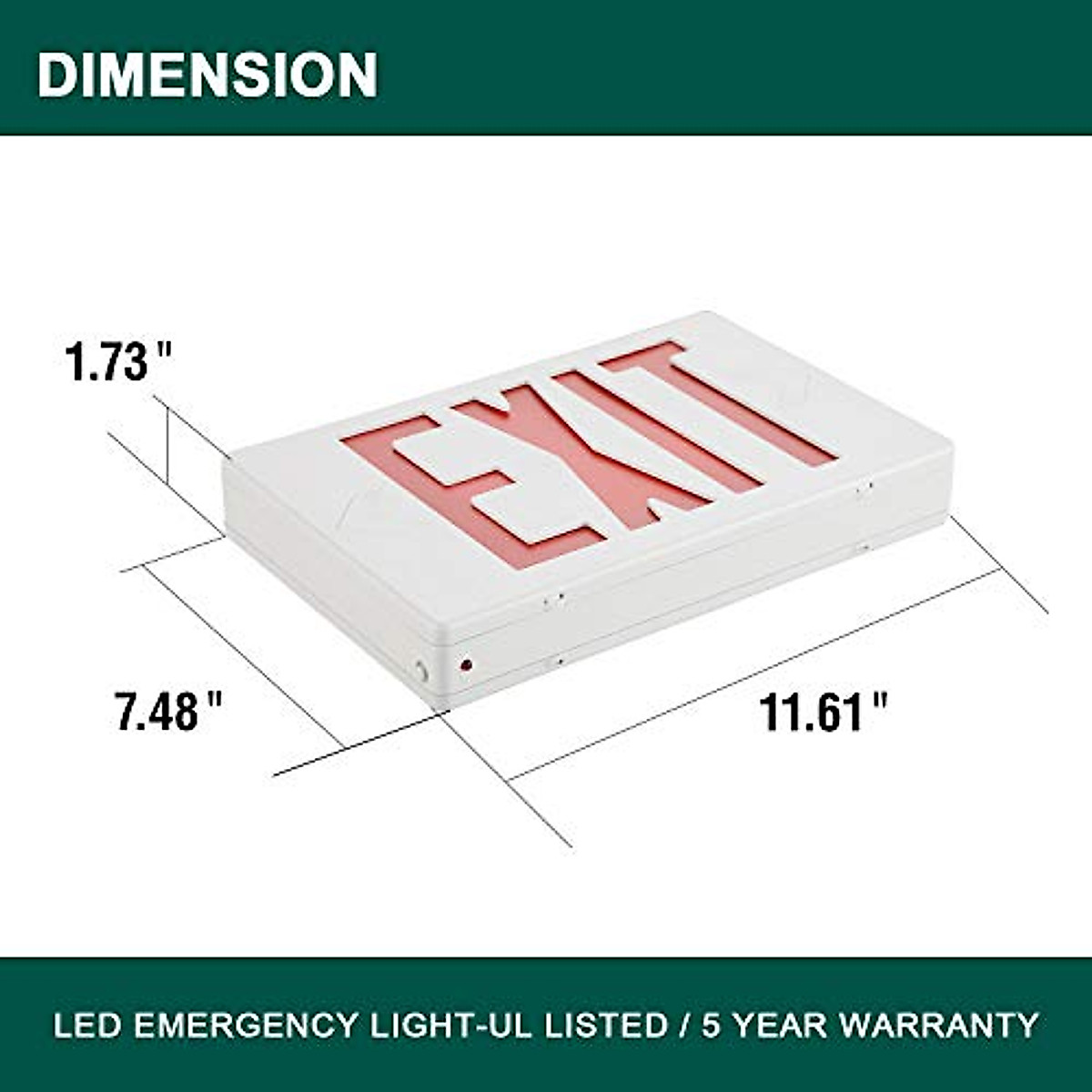 EXITLUX 2 PACK UL Listed -Red Led Exit Sign with Emergency Lights&Battery Backup Operated Powered Exit Lights Exit -Double Face-120-277VAC Fire Exit Signs Lighting for Room,Street,Window.Stairs.
