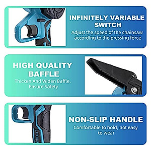 6-inch Cordless Mini Chainsaw, Handheld Electric Chain Saw with 2 Chains and 2 Batteries Rechargeable Chainsaw for Wood Cutting Garden Logging Tree Trimming Branch