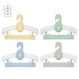 JSF Adjustable Baby Hangers for Baby Girl Boy, 20pcs Toddler Kids Child Nursery Closet Hangers, Non-Slip and Extendable Laundry Infant Hangers for Newborn Clothes (Colourful Bear Hangers)