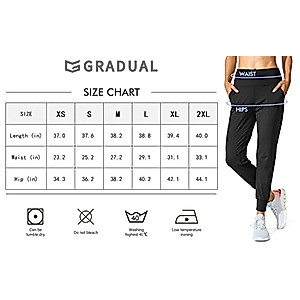 G Gradual Women's Joggers High Waisted Yoga Pants with Pockets Loose Leggings for Women Workout, Athletic, Lounge (Black, Large)