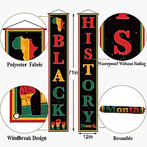 Black History Month Porch Banner Afro African American National Holiday Festival Front Door Wall Hanging Banner Decor