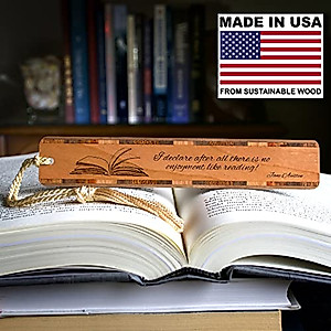 Jane Austen Reading Quote Engraved Wooden Bookmark - Also Available with Personalization Made in USA