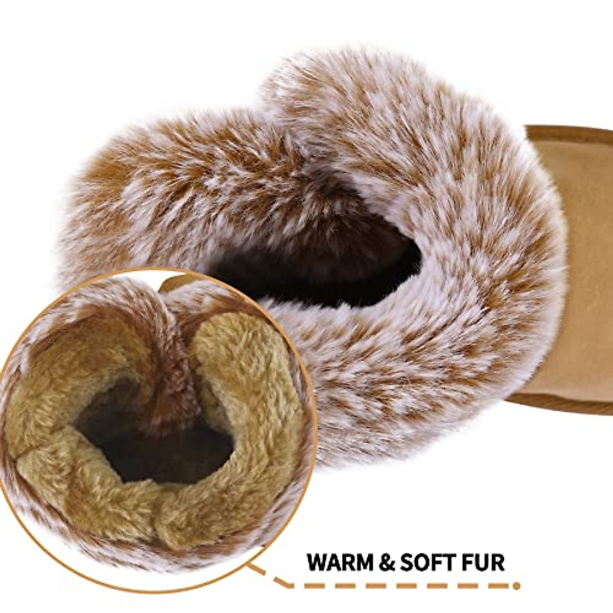 K KomForme Girls Kids Snow Boots Warm Fur Lined Slip On Outdoor Winter Shoes Lightweight Comfy（Little/Big Kids）