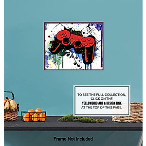 Game Room Decor - Remote Control Wall Art - Gaming Gifts for PC Gamer, Xbox, PS4, Playstation, Video Game, Arcade, Men, Teens, Kids - Man Cave, Dorm, Bar, Boys Bedroom - Urban Graffiti Posters