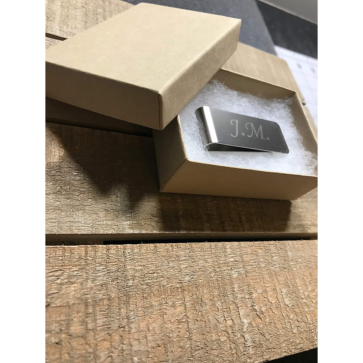 Custom engraved Money Clip initials name word wallet