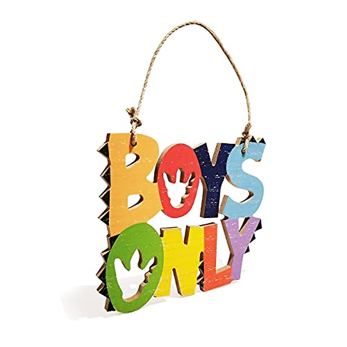 HnJOY Boys Only Wood Wall Decor Dino Paw - Dinosaur Theme Wooden Letters Plague - Children Room Decoration Animal Themed Sign - Nursery Playroom Decor for Kids Bed Room Door Hanging