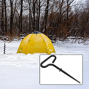 Tent Stakes, 4 Pcs Ice Nail Ground Nail Threaded Peg Nail Tent Fixer Accessory Tent Nail Ice Fishing Anchors Tool for Outdoor Camping Tent Ice Fishing Shelter Stake (Black L)