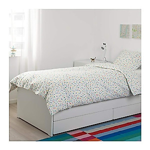 IKEA Mojlighet Duvet Cover and Pillowcases White Mosaic Patterned 904.236.94 Size Twin