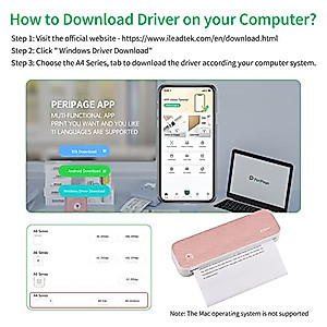 Bisofice PeriPage Portable Printer, A4 Wireless Bluetooth Travel Printer, Portable Thermal Printer Compatible with Android and iOS, Support 2''/3''/4'' Paper Width, Mobile Printer