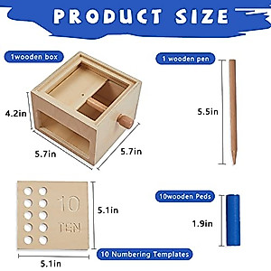 Montessori Toddler Counting Peg Board Box with Number- Wooden Counting Box Toys for Toddlers 1-3,Montessori Math Manipulatives Materials and Numbers,Montessori Toys for 3 Year Old,Peg Board for Kids