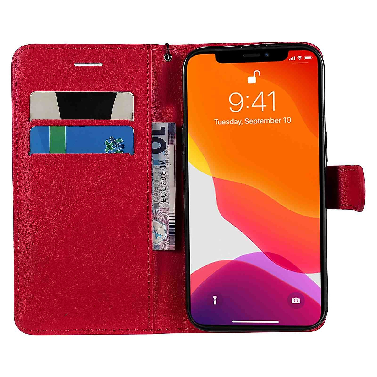 Fansipro Phone Cover Wallet Folio Case for LG V20 Mini, Premium PU Leather Slim Fit Cover for V20 Mini, 2 Card Slots, Super Fitting, Red