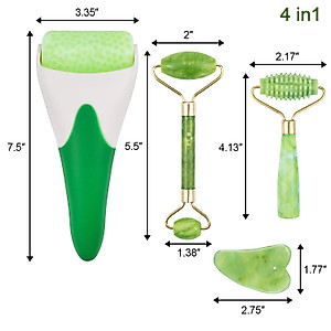 EAONE Ice Roller for Face, Face & Eye Roller for Puffiness Migraine Pain Relief with Jade Roller Gua Sha Facial Self Care Tools Face Massage Skincare Gifts for Women