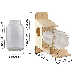 Uncle Dunkels Backyard Squirrel Feeder (w/Gallon Glass Jar); Rustic Handmade Squirrel Food Box