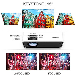 Movie Projector, SMONET 1080P HD Projector 7500L Home Projector Video TV Projector Mini Portable LED Projector Outdoor Indoor Wall Compatible with TV Stick Laptops PC PS5 HDMI USB