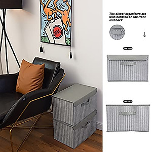 GRANNY SAYS Bundle of 2-Pack Linen Closet Storage Organizers & 2-Pack Closet Storage Bins for Bedroom