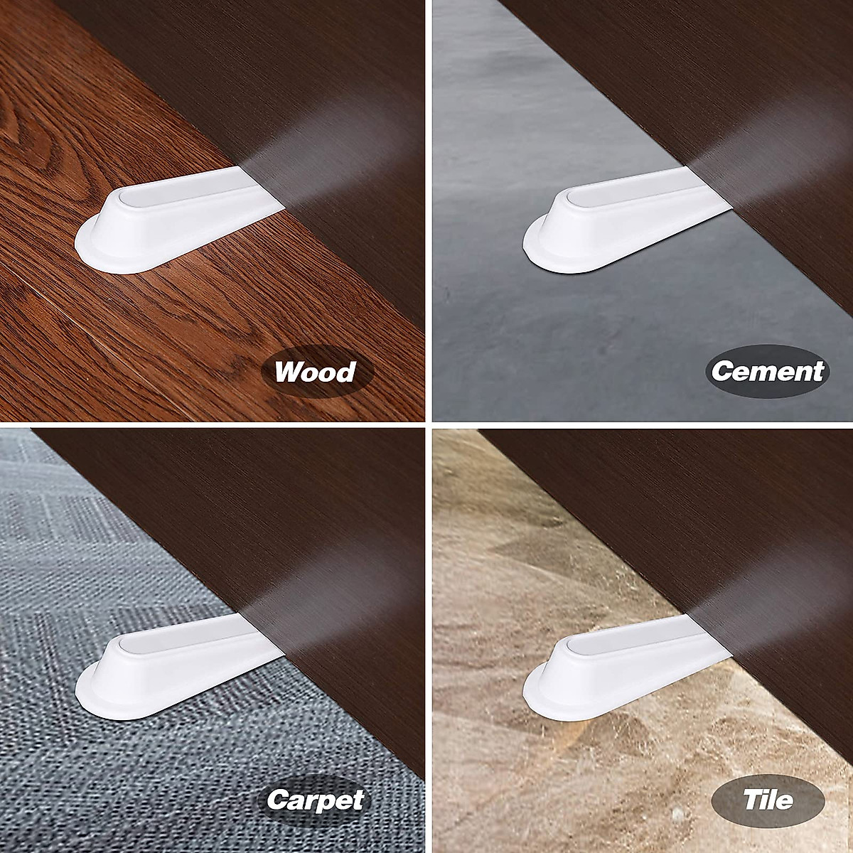 FASTENER TREE 4 Pack Door Stop Wedge, White Door Wedge Stoppers Rubber Door Holder Works on Tile, Concrete, Carpet, Wooden Floor 1" High
