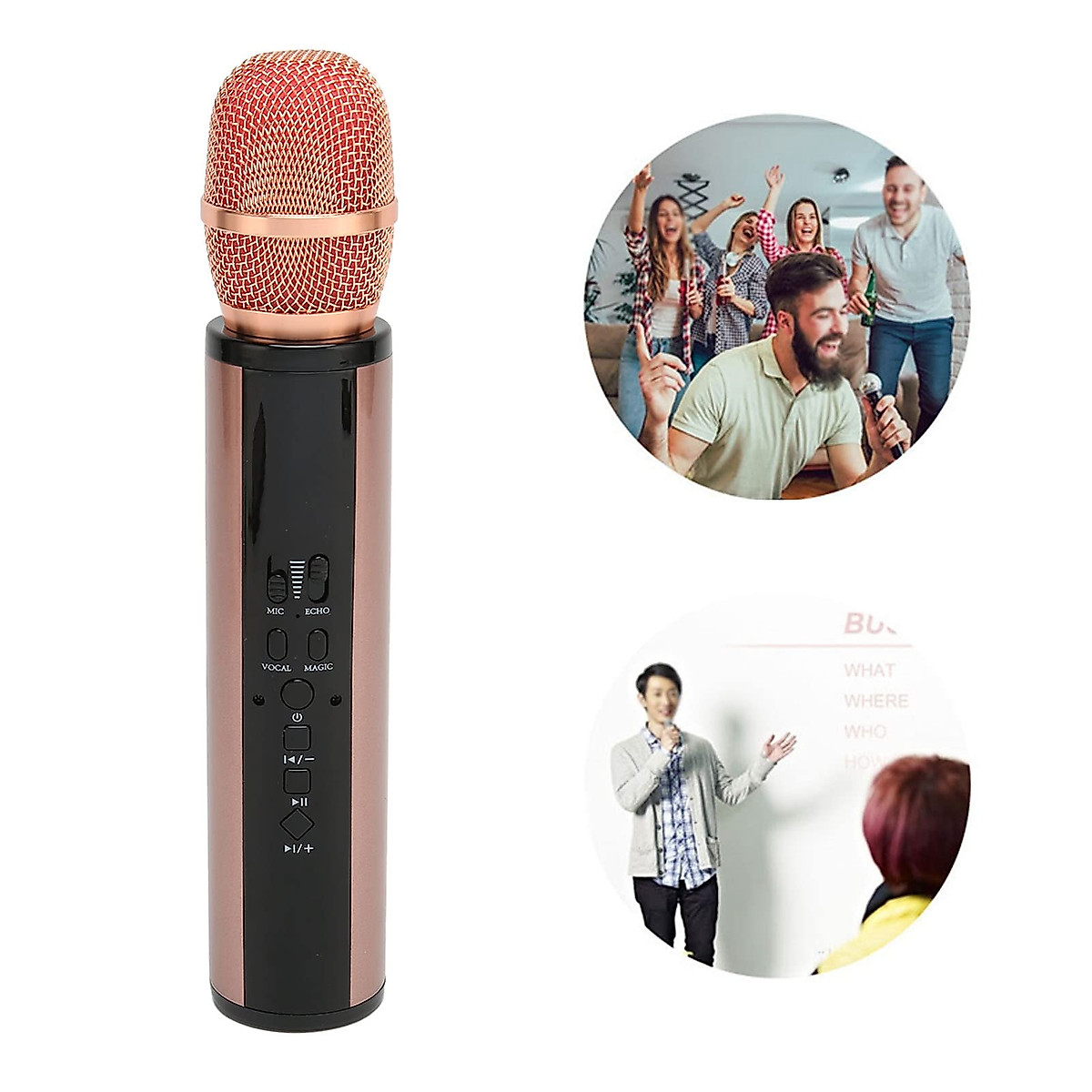GOWENIC Karaoke Microphone, Portable Handheld Wireless Microphone for Bluetooth, Rechargeable Kids Microphone with Recording for Home KTV Kids Birthday Party ()